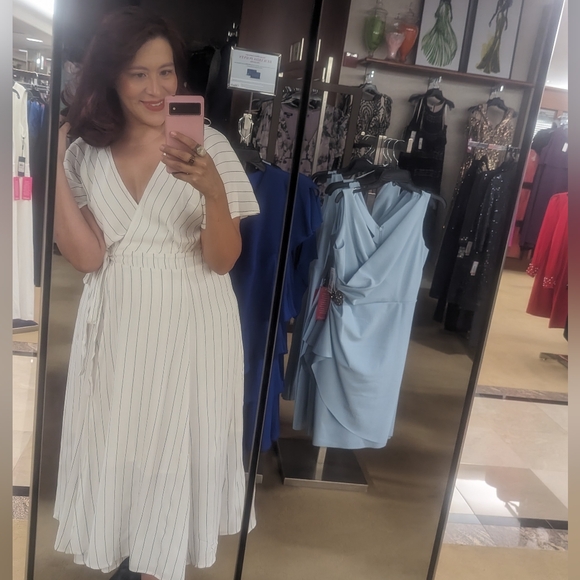 Mod Ref | Dresses | Mod Ref White Pinstripe Wrap Maxi Dress | Poshmark